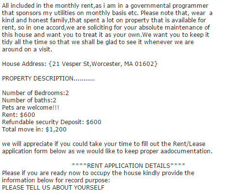 New Craigslist Apartment Rental Scam - MassLandlords.net