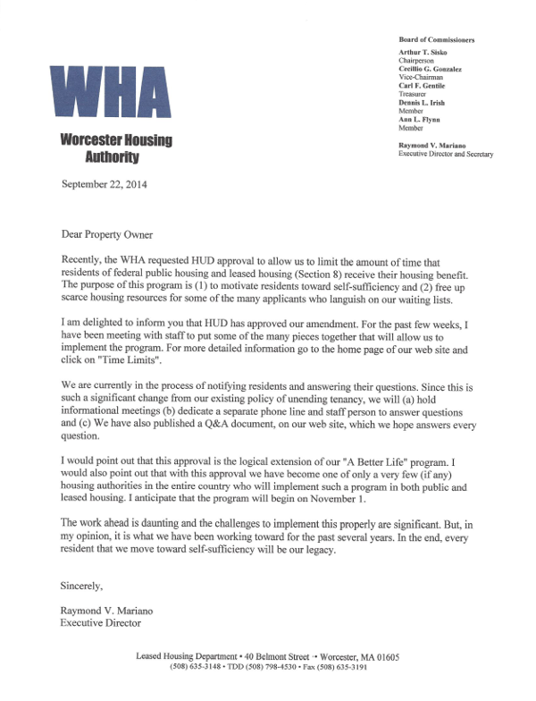 Time Limits Needed for Public Housing: WHA Denied Chance to Reform ...