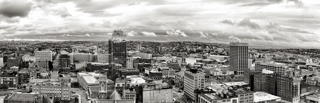 Worcester Massachusetts Skyline Black and White - MassLandlords.net